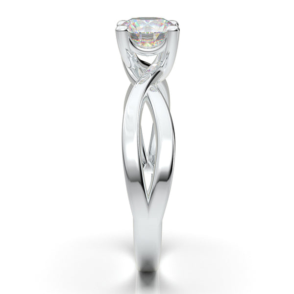 White Gold Twisted Solitaire Ring